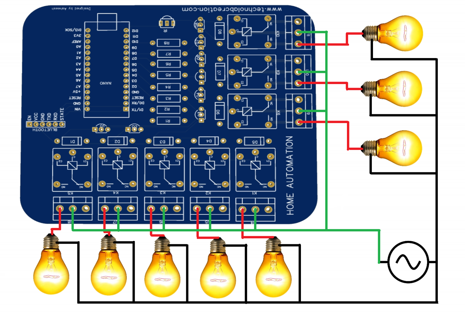 8 Channel Home Automation using GSM Module SIM 900A