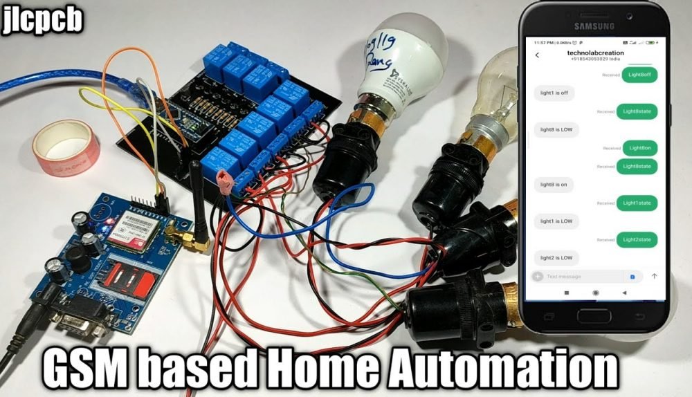 8 Channel Home Automation using GSM Module SIM 900A