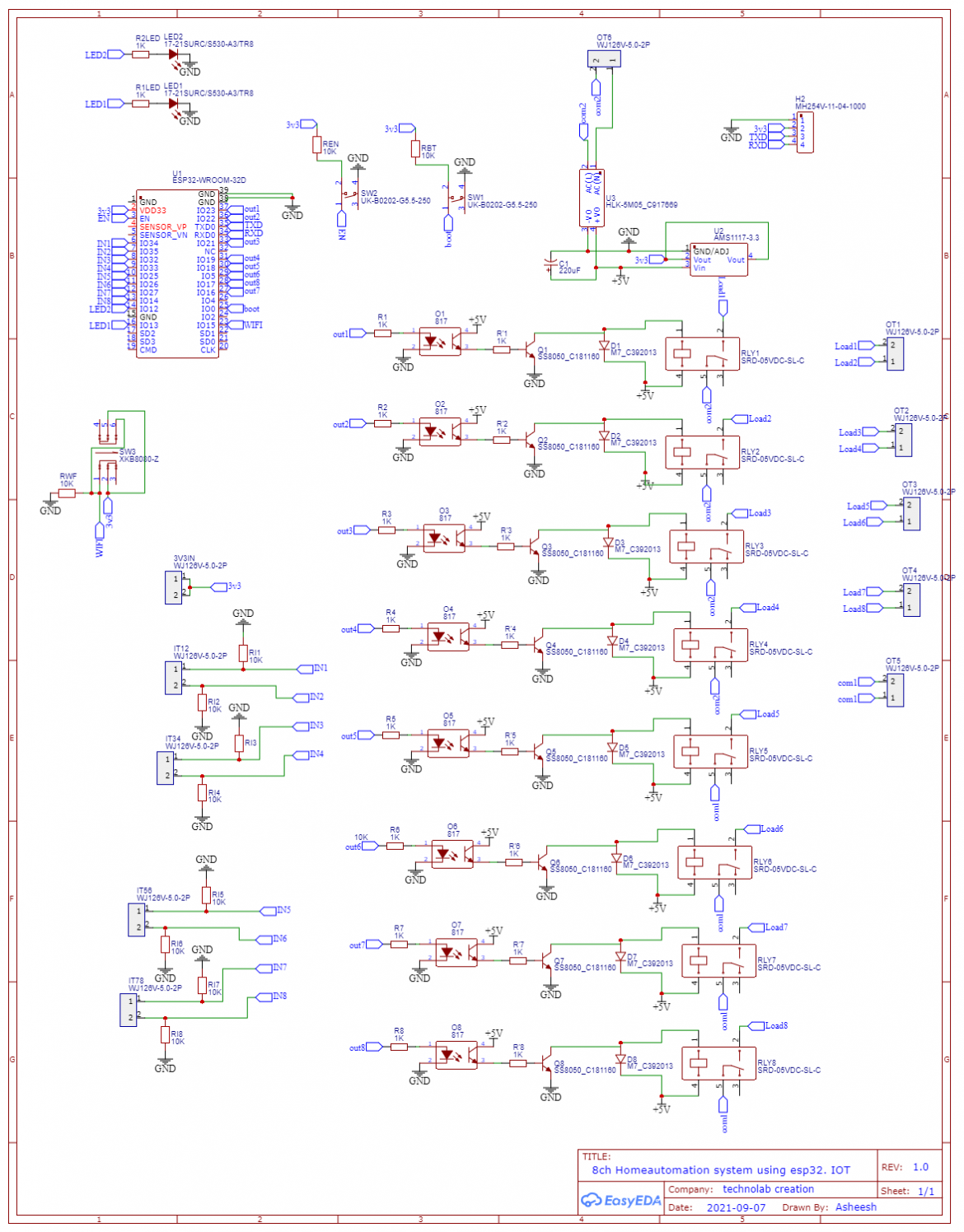 8 NODE SMT Smart HomeAutomation PCB.